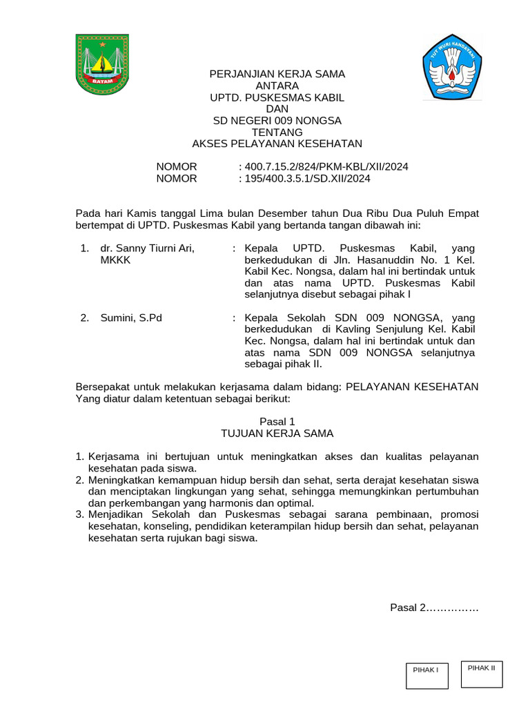 MOU SDN 009 NONGSA 2024 | PDF