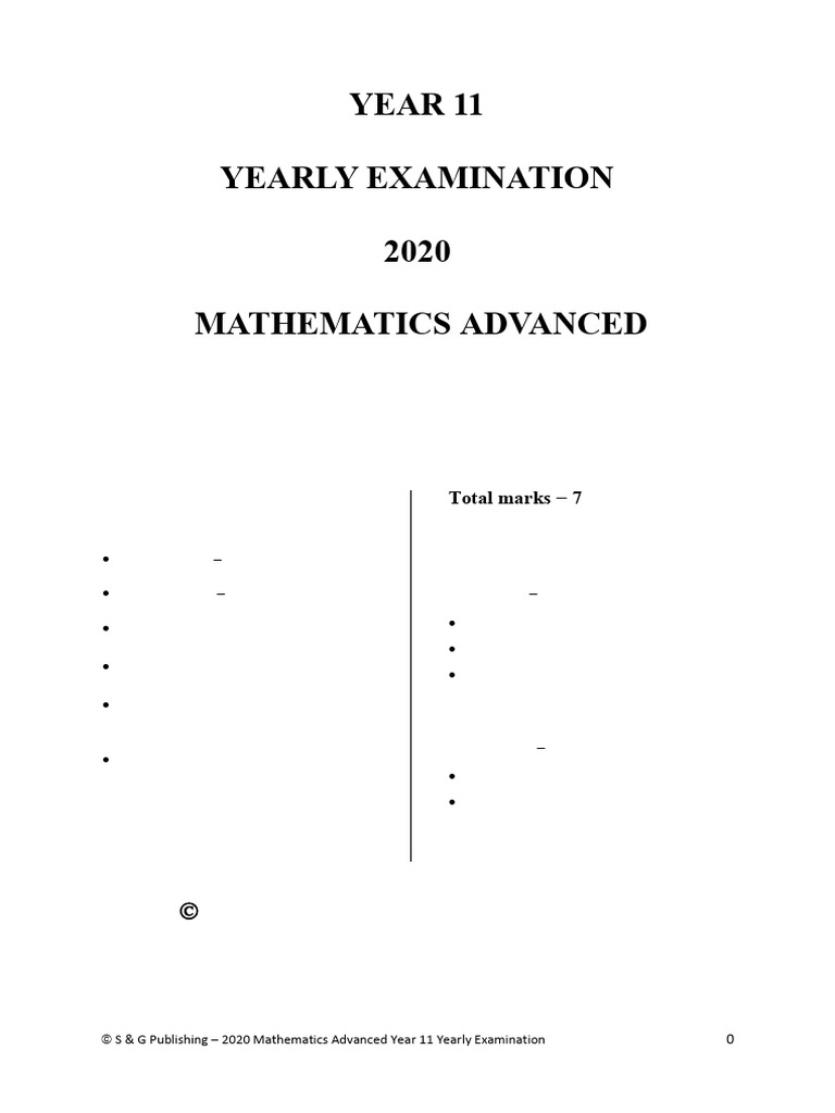 2020 S&G Yr 11 Maths Adv Yearly9june | PDF | Function (Mathematics) | Triangle