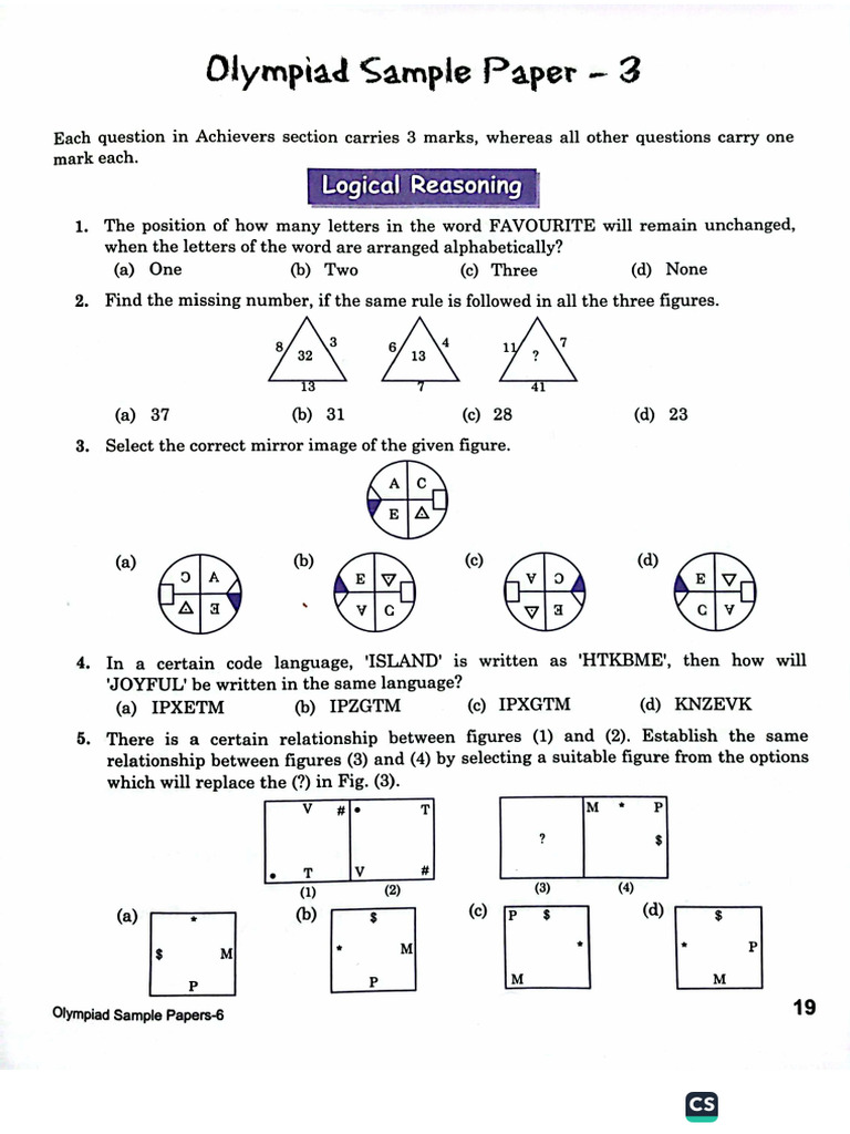 Olympiad Sample Paper 3 | PDF