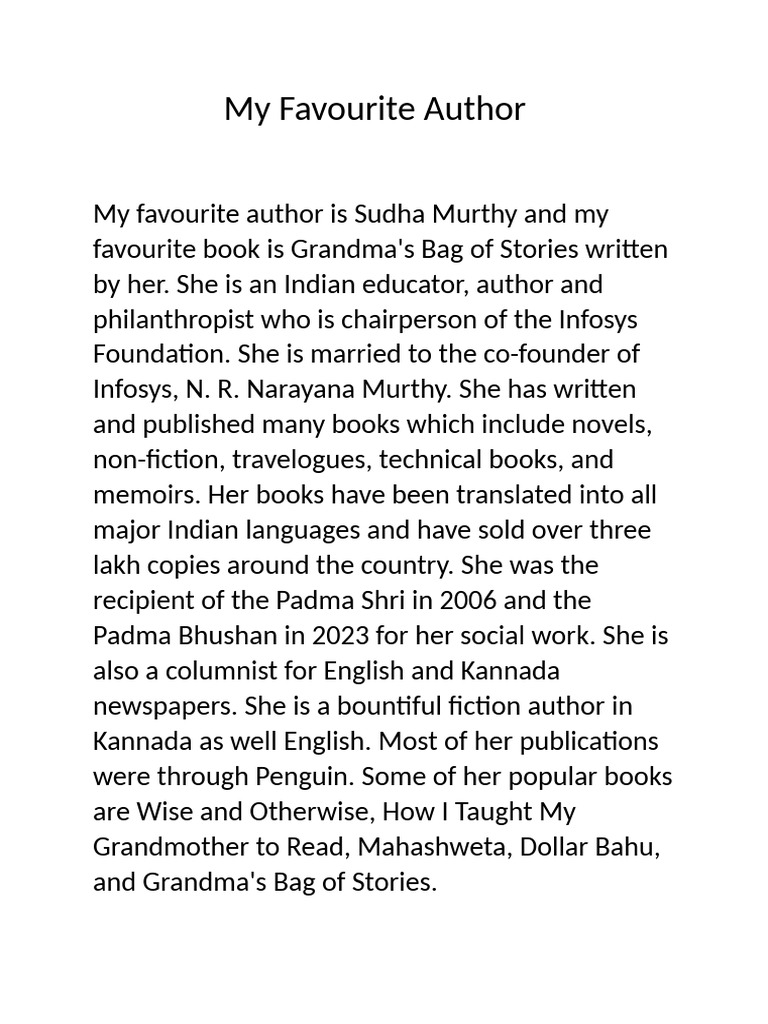 My Favourite Author | PDF