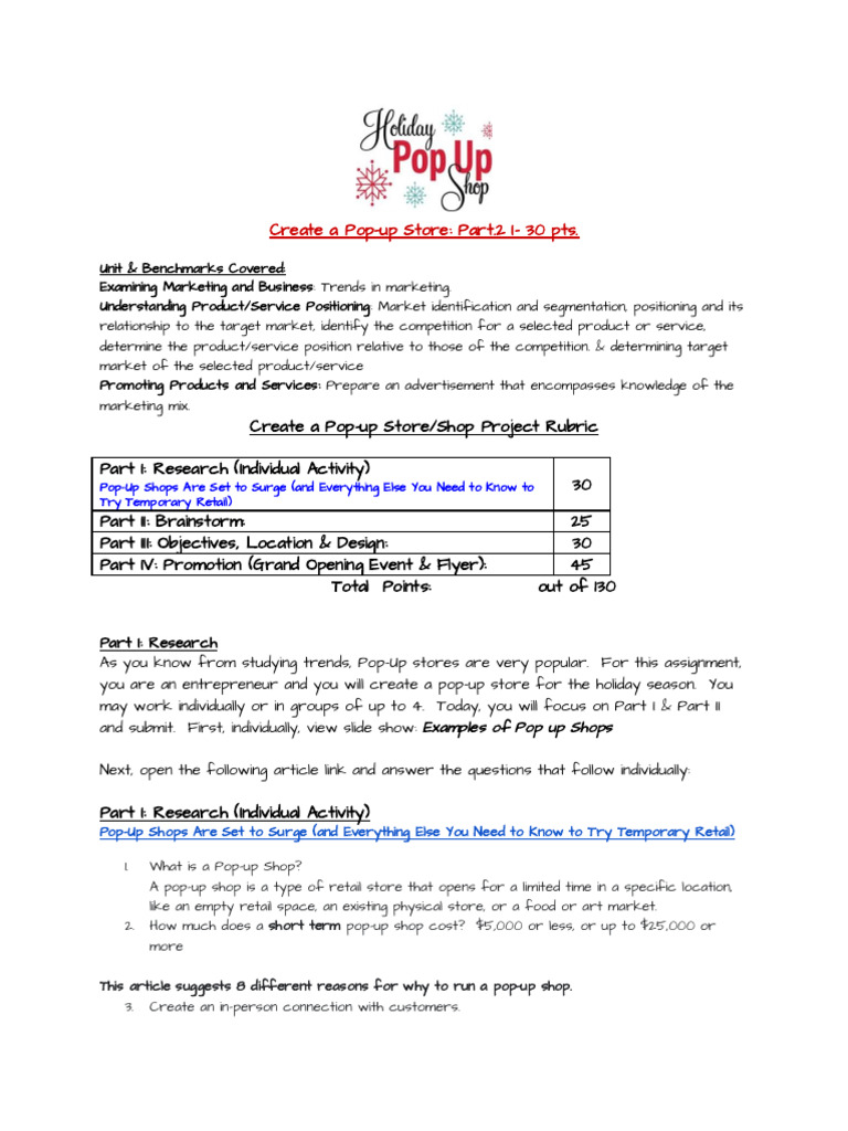 Creating a Holiday Pop-Up Store Guide | PDF | Marketing | Retail