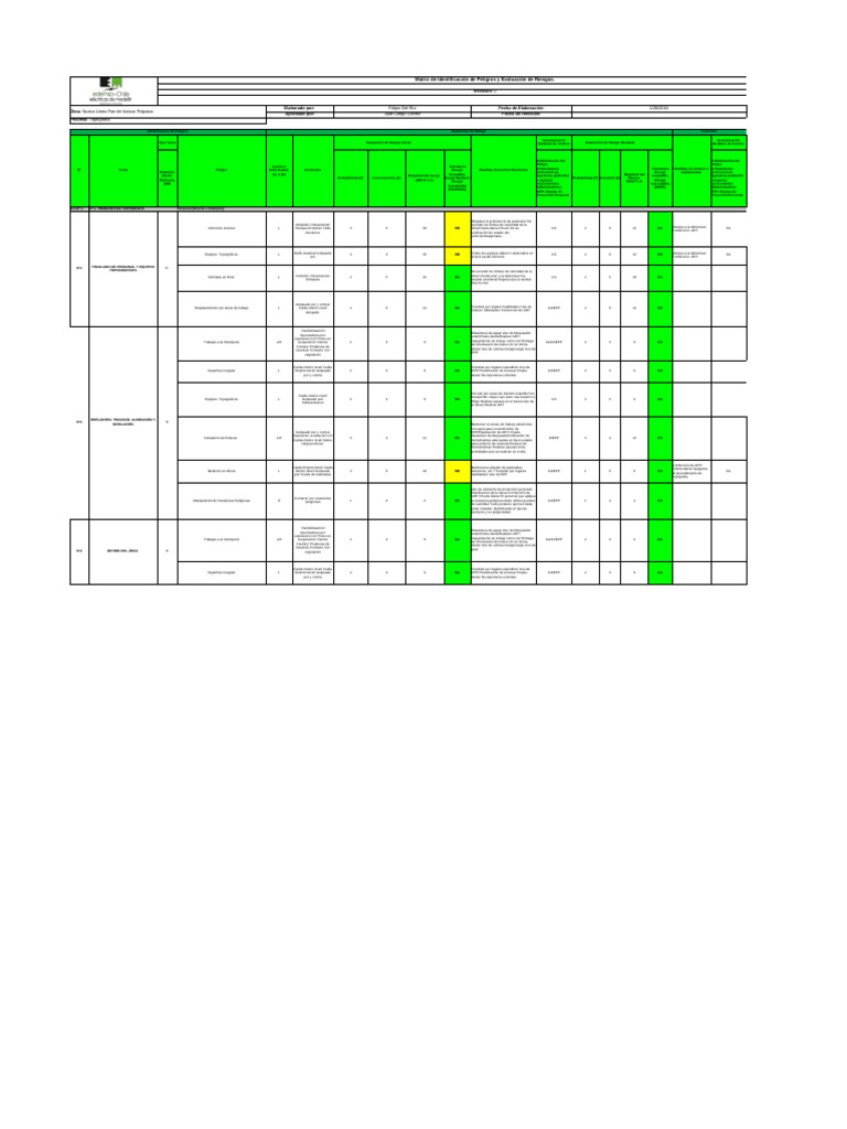 12 - Matriz de Identificación de Peligro y Evaluación de Riesgos (IPER) | PDF