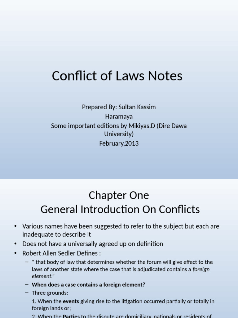 Conflict of Laws Overview and Jurisdiction | PDF | Choice Of Law ...