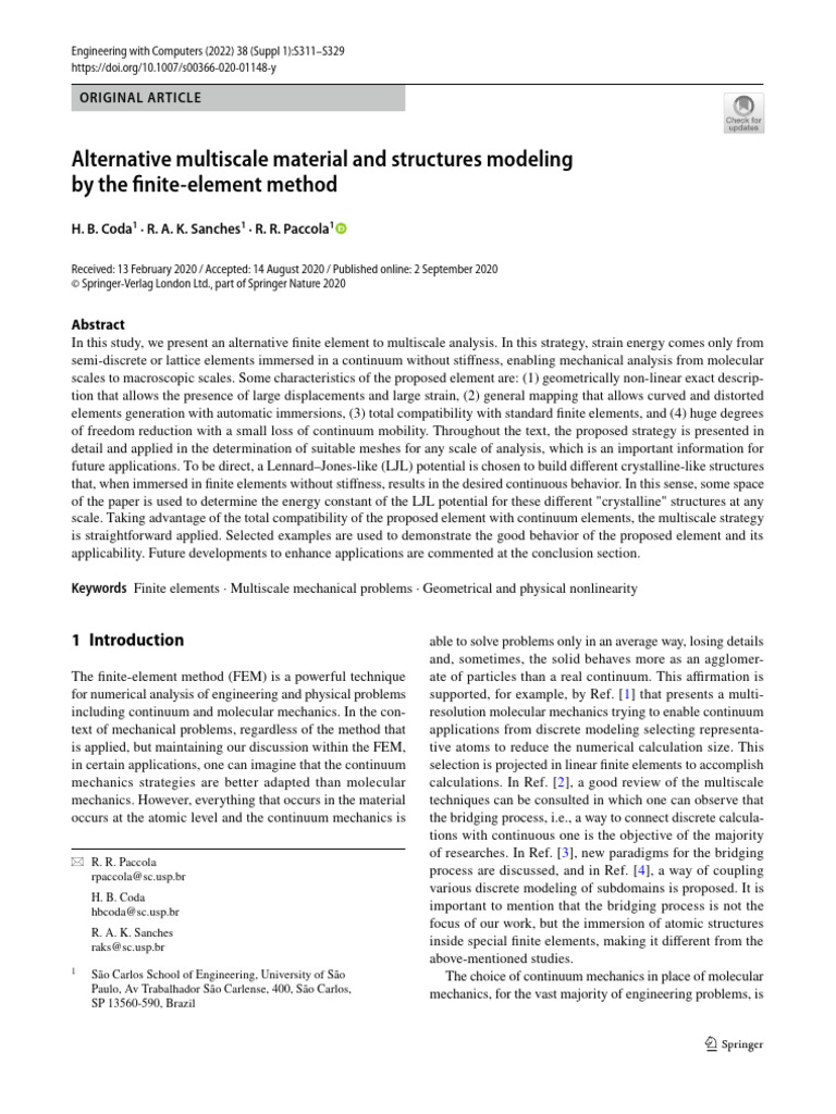 Coda Et Al. - 2022 - Alternative Multiscale Material and Structures Mod | PDF | Finite Element ...