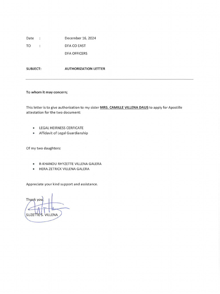 Dfa Authorization Letter | PDF