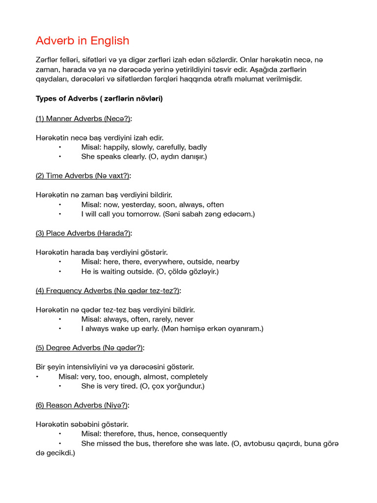 Adverb Explanation | PDF