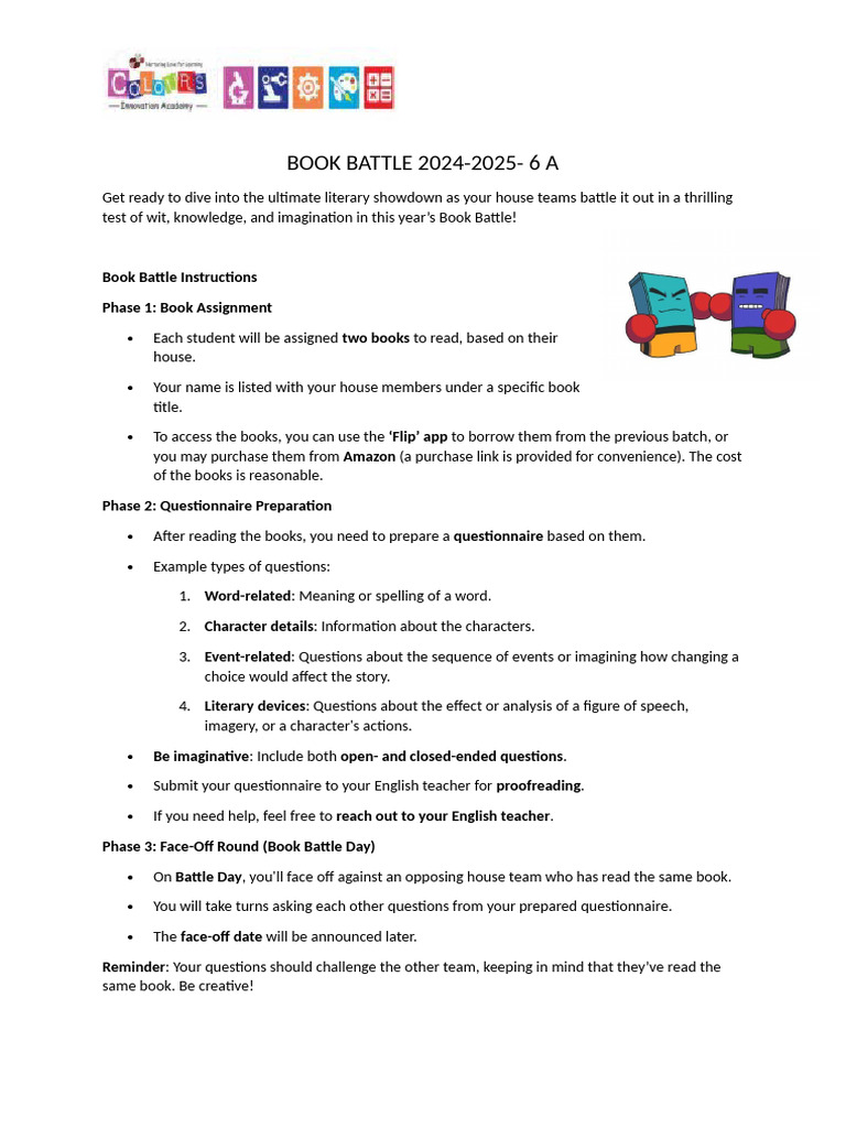 BOOK BATTLE 2024- 6A | PDF