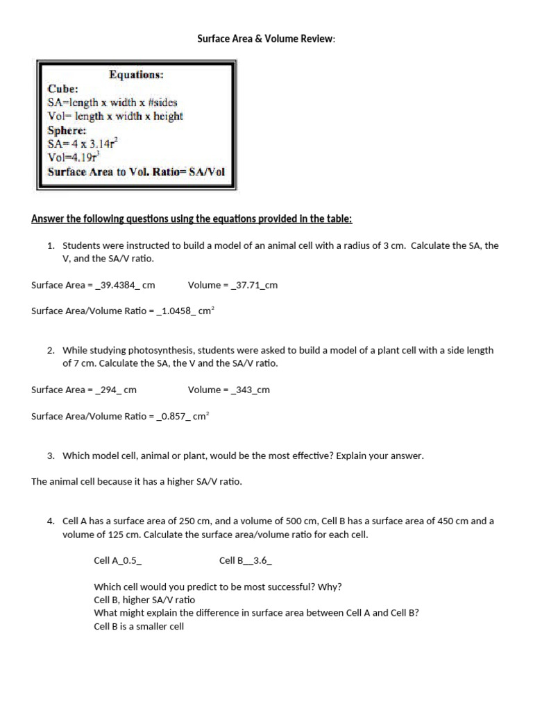 Surface_Area_Volume_Review_ | PDF