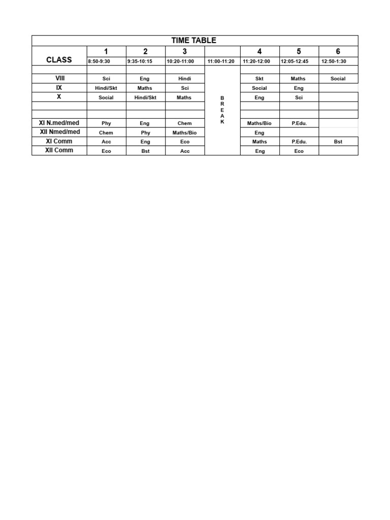 TT For Online Classes-2 | PDF
