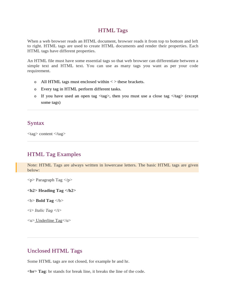 WebD_unit-2 | PDF | Html Element | Html