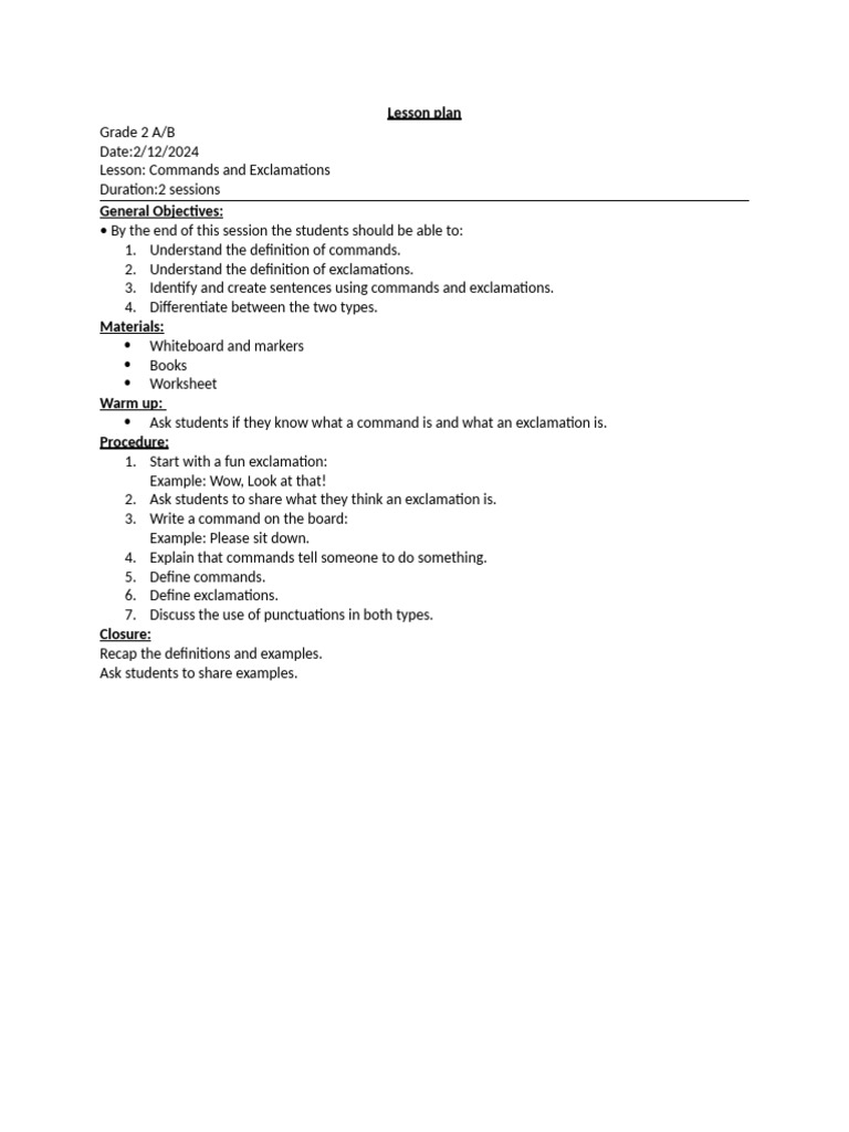 Commands and Exclamations | PDF