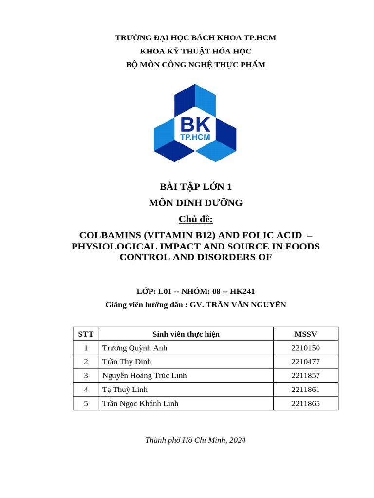 BTL1 - Nhóm 8 - Dinh Dư NG | PDF