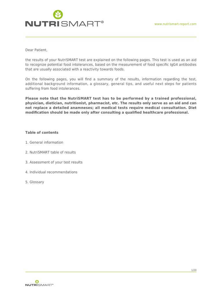 NutriSMART Report 2 | PDF | Soybean | Food Intolerance