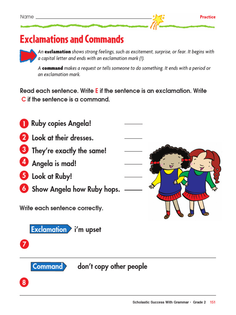 gr2 Grammar Exclamations and Commands | PDF | Writing