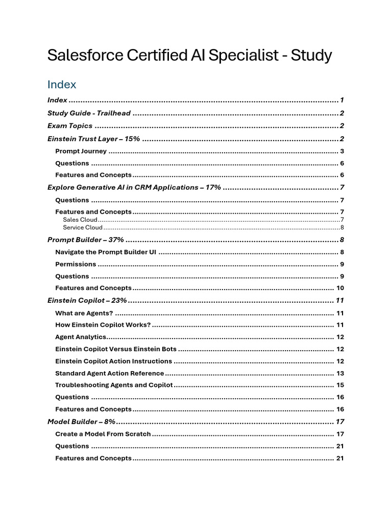 Salesforce AI Specialist Exam Guide | PDF | Artificial Intelligence ...