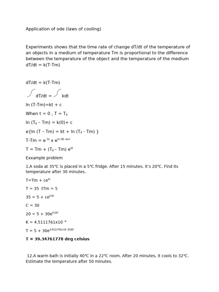 Laws-of-Cooling-Application-of-ODE | PDF