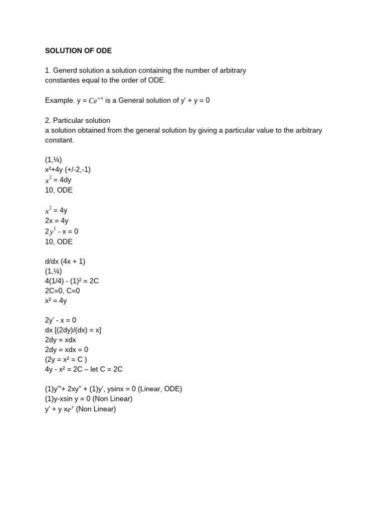 Topic2 - SOLUTION OF ODE | PDF