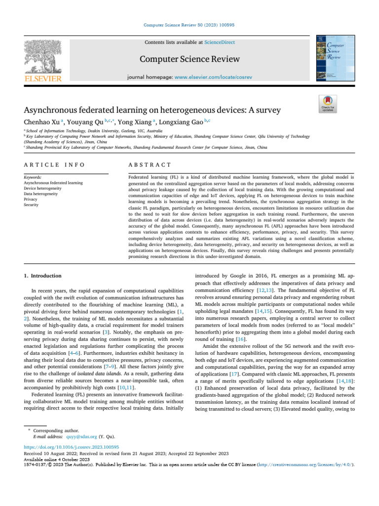 Asynchronous federated learning on heterogeneous devices A survey | PDF ... Asynchronous federated learning on heterogeneous devices A survey | PDF ...