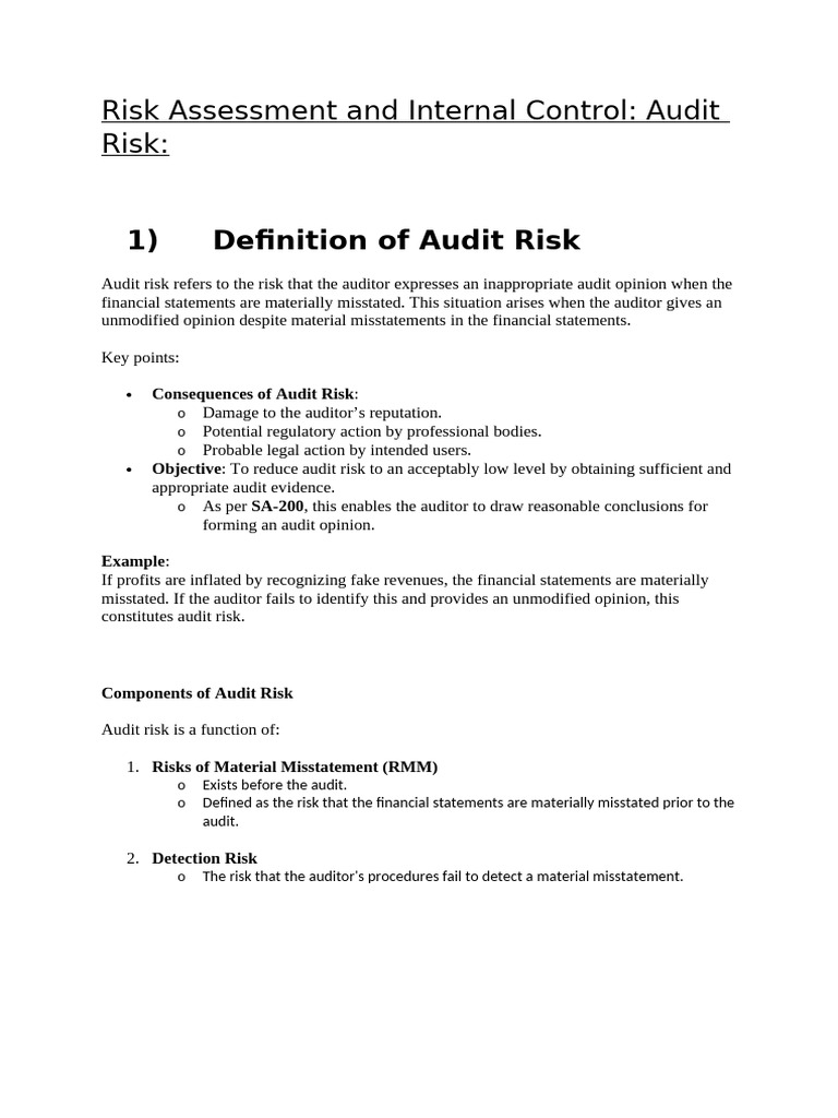 Risk Assessment and Internal Control | PDF | Audit | Internal Control