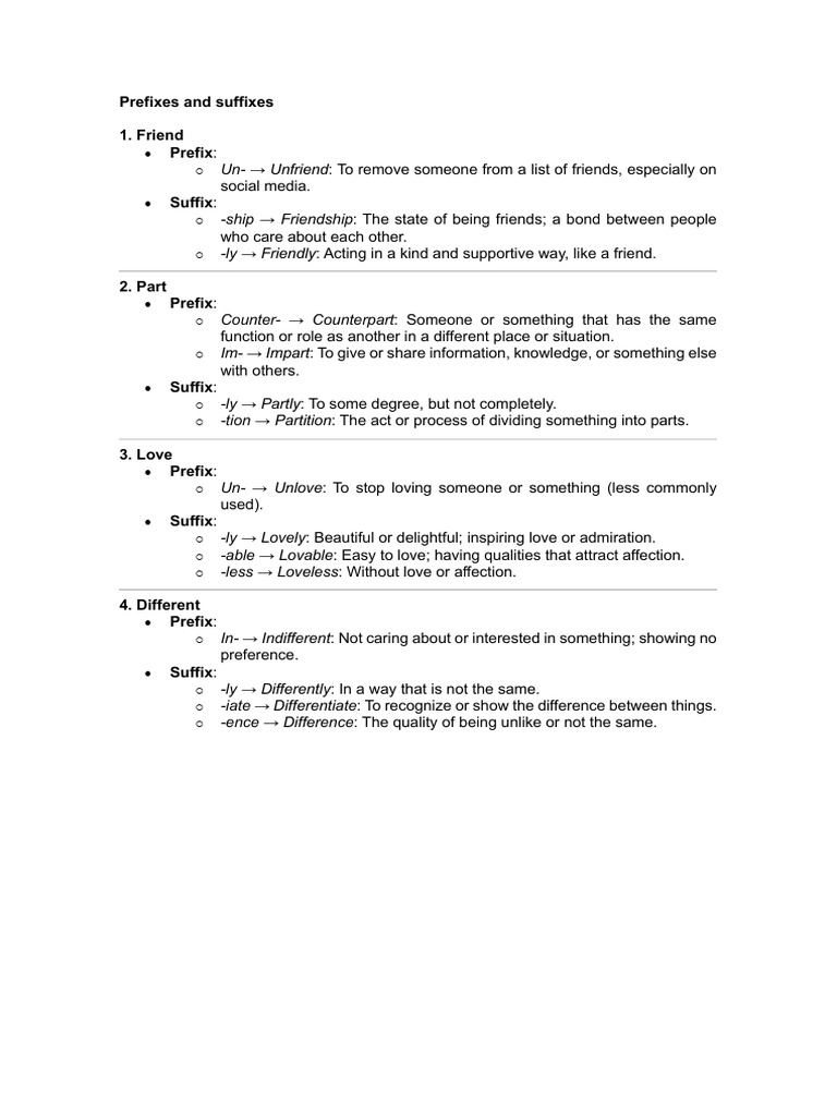 Prefixes and Suffixes - Advanced | PDF