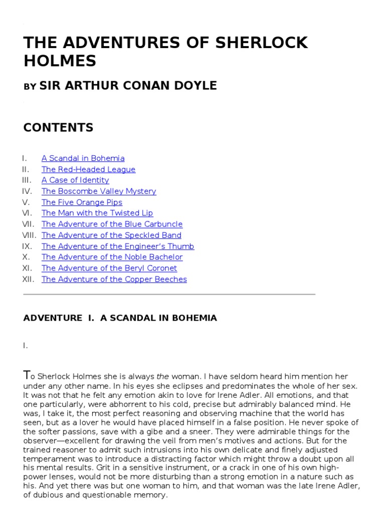 The Adventure of Sherlock Holmes by Sir Arthur Conan Doyel | PDF ...