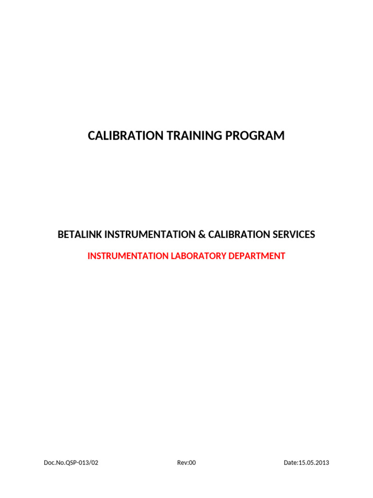 Calibration Training Program Guide | PDF | Pressure Measurement ...