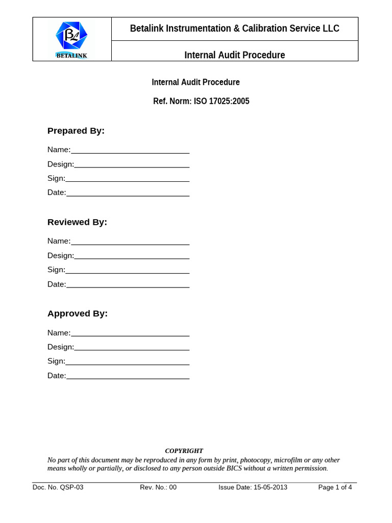 QSP - 03 Internal Audit | PDF | Audit | Internal Audit