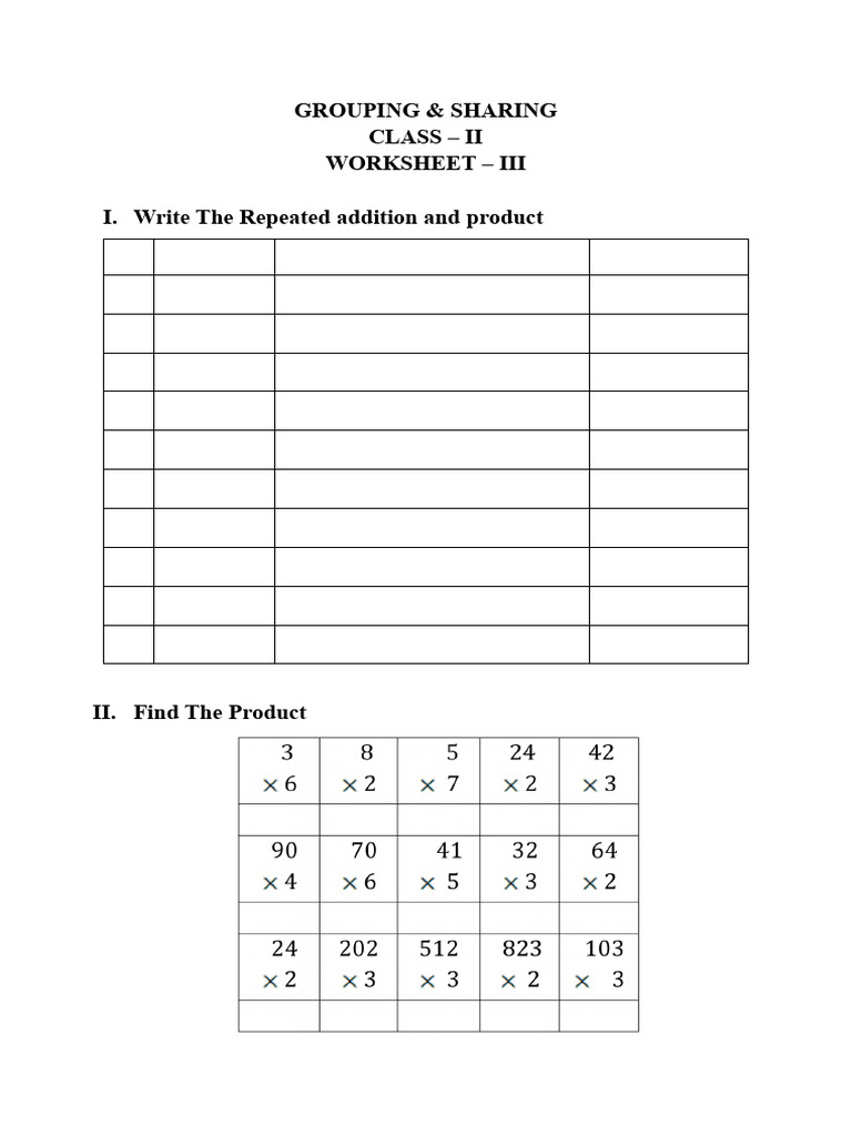 Grouping & Sharing Worksheet - 3 | PDF