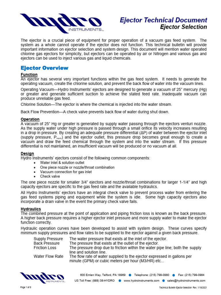 Ejector Selection 011821 | PDF | Vacuum | Chemical Engineering