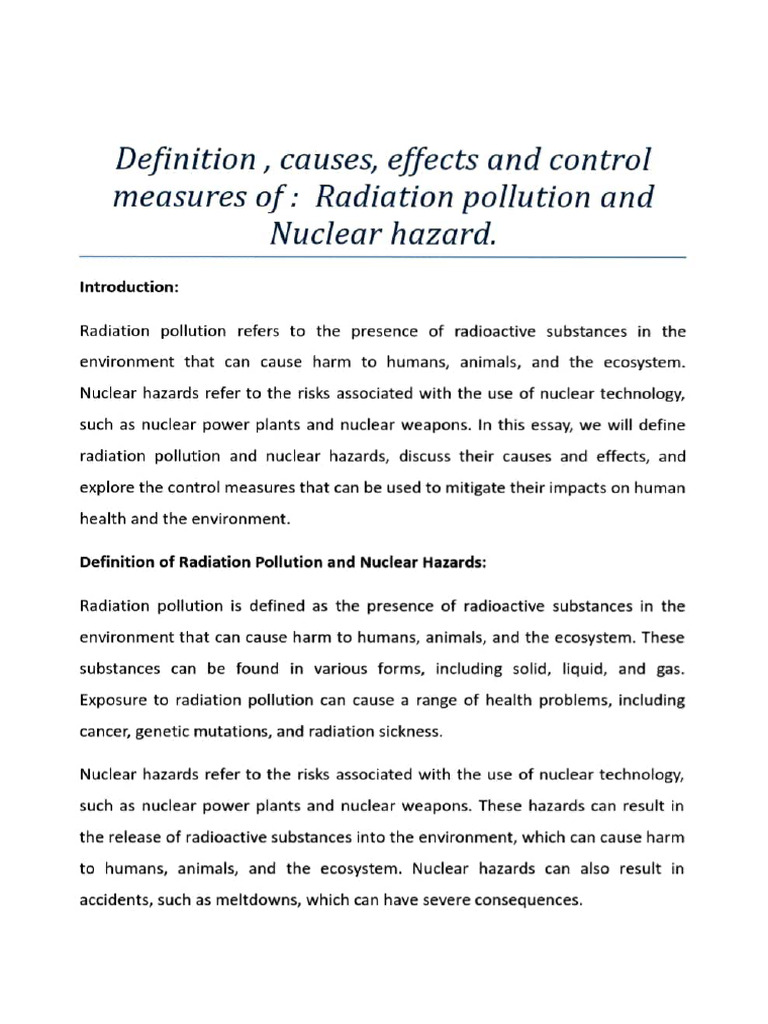 Radiation Pollution | PDF