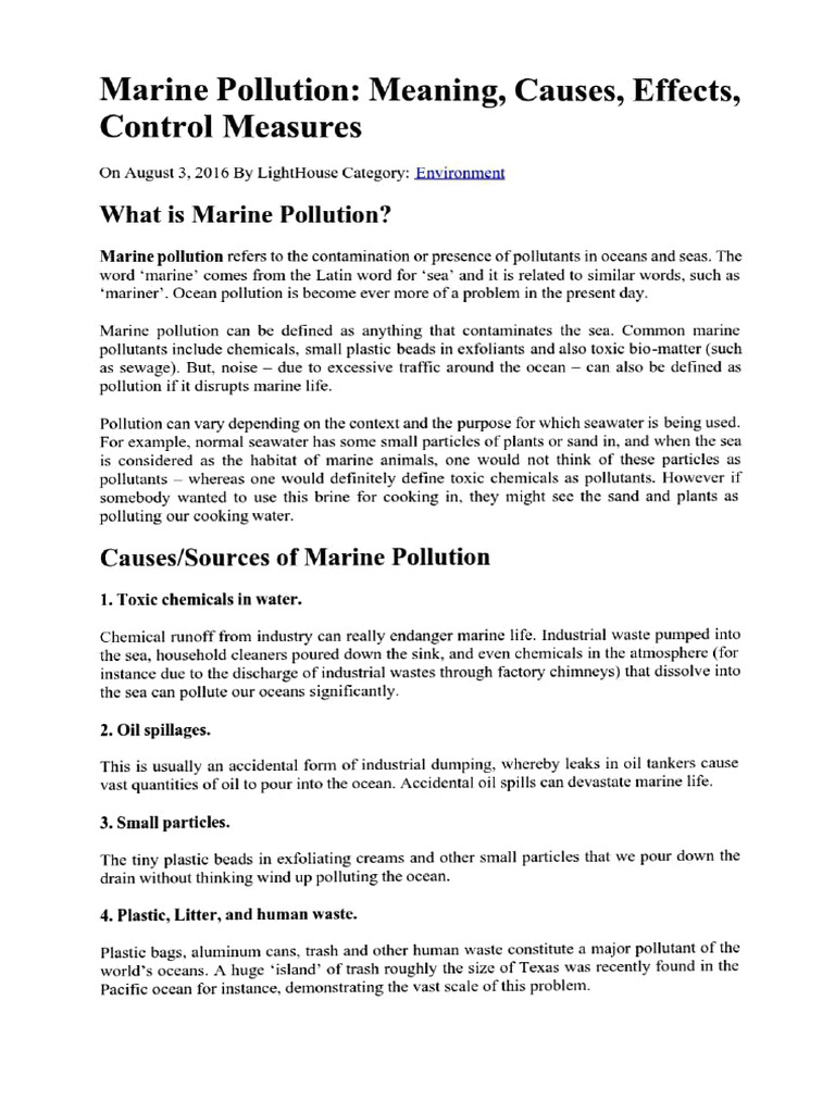 Marine Pollution | PDF