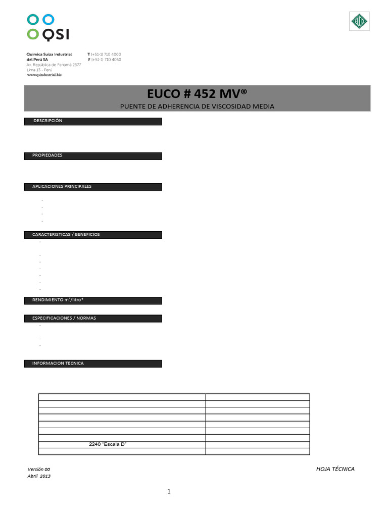 Euco 452 MV | PDF | Hormigón | Mortero (Albañilería)