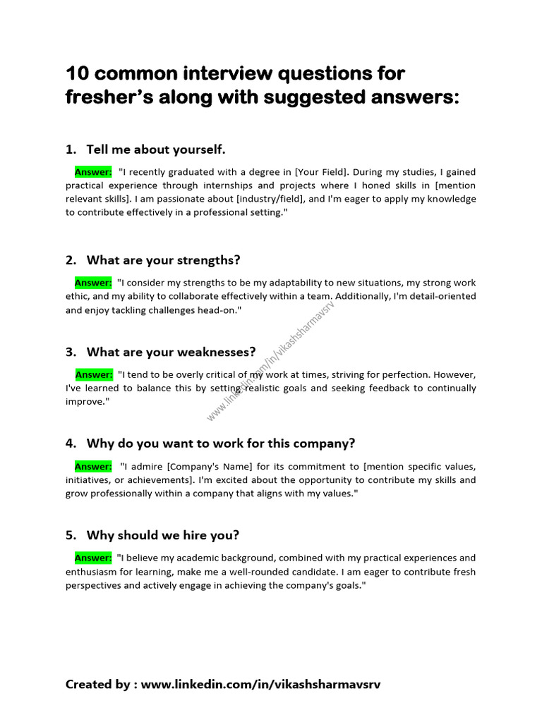 Interview Prep for Freshers & Pros | PDF | Leadership | Communication