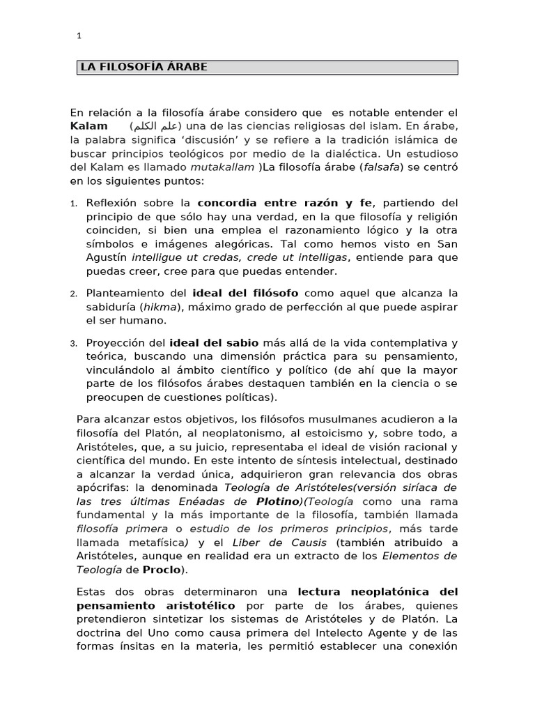 La Filosofía Árabe FN | PDF | Aristóteles | Filosofía islámica