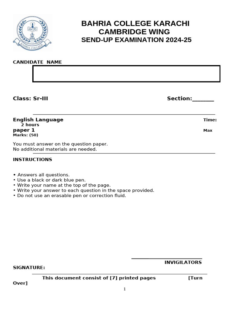 BCK Sendups 2024 p1 | PDF