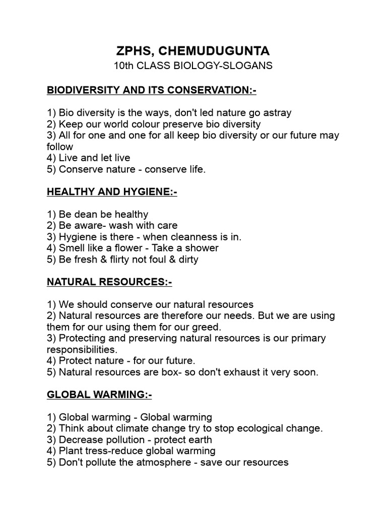 Inspiring Biology Slogans for Students | PDF