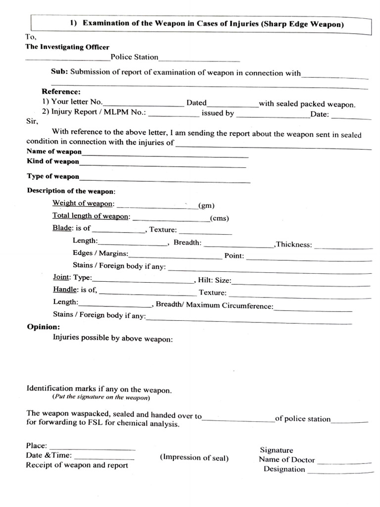 Weapon Examination | PDF | Melee Weapons | Blade Weapons