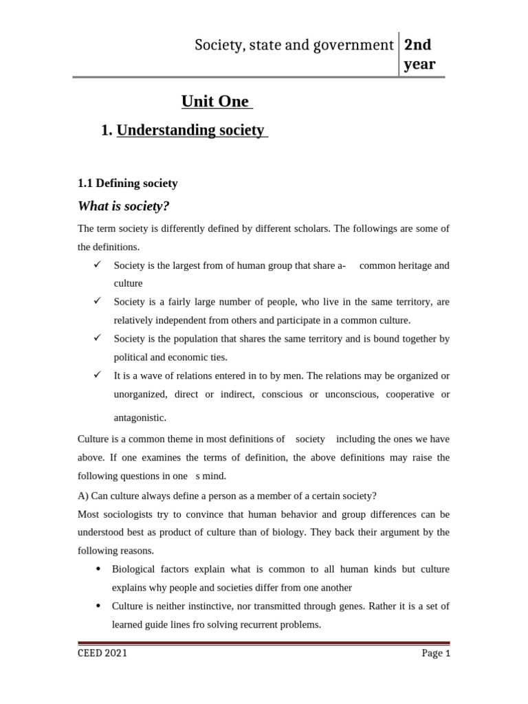 Understanding Society and Culture | PDF | State (Polity) | Sovereignty