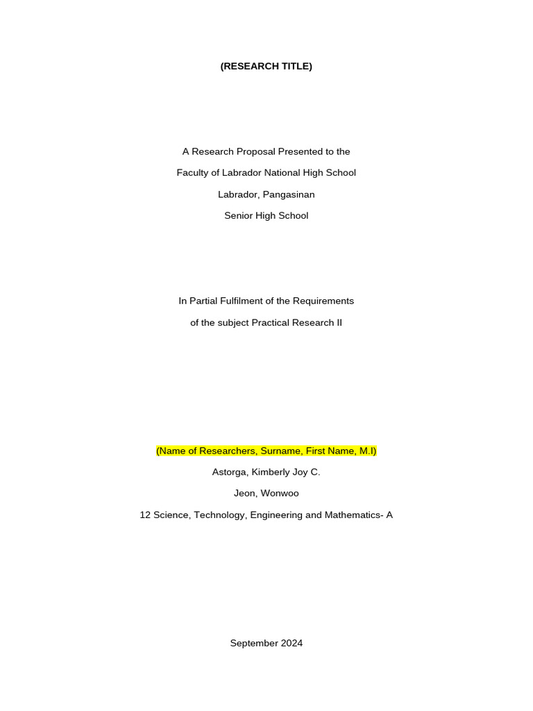 Research Proposal Title Page | PDF
