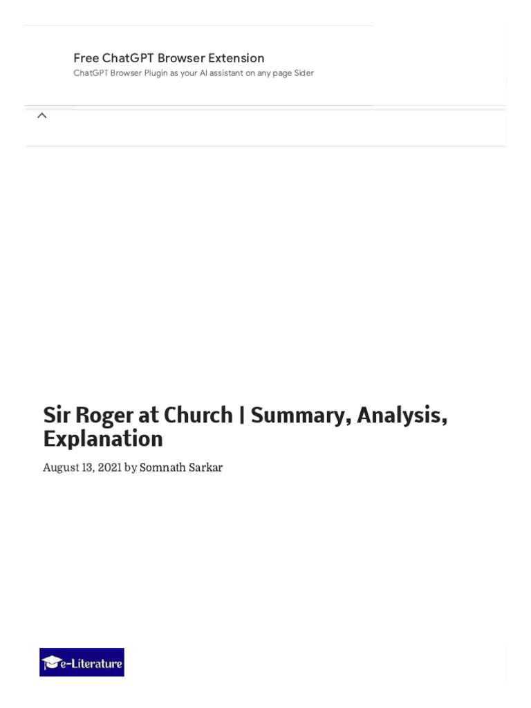 Sir Roger's Sunday Church Insights | PDF | Essays | Landlord