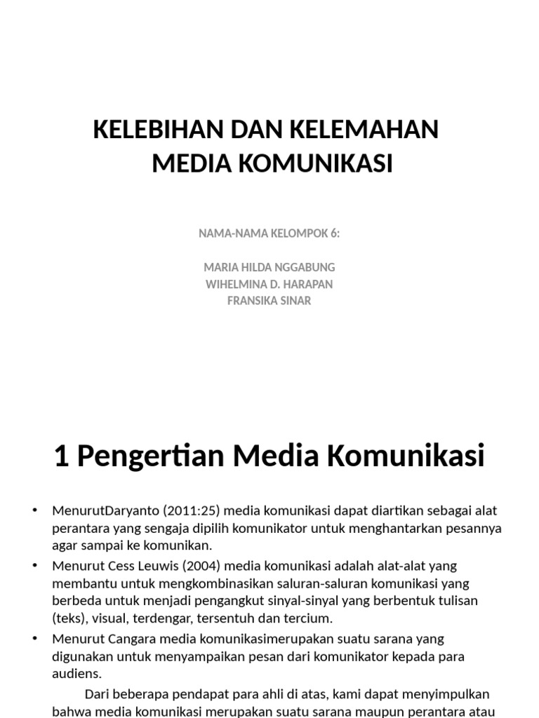 Kelebihan Dan Kelemahan Media Komunikasi | PDF