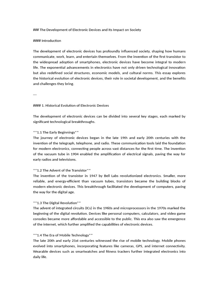 Evolution and Impact of Electronics | PDF | Electronics | Transistor