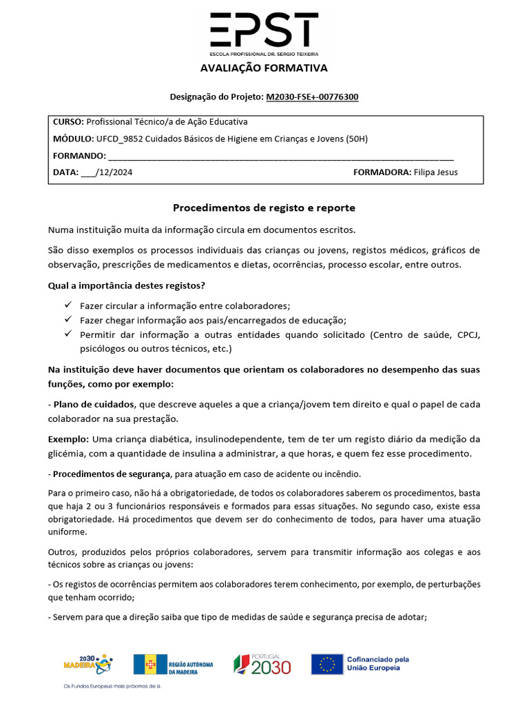 Trabalho Avaliação - UFCD 9852 - 2.º Ano | PDF | Informação | Escrita