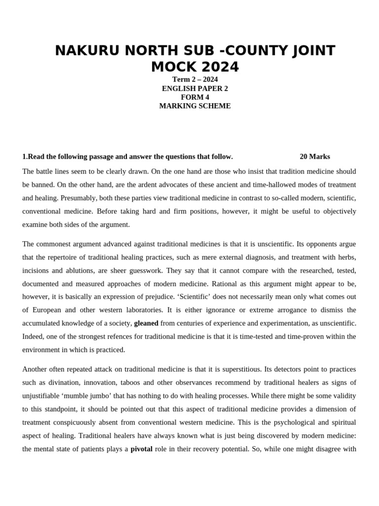 English Pp2 Ms 2 | PDF | Alternative Medicine | Medicine