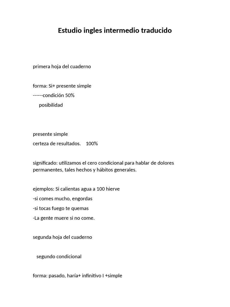 Estudio Ingles Intermedio Traducido | PDF