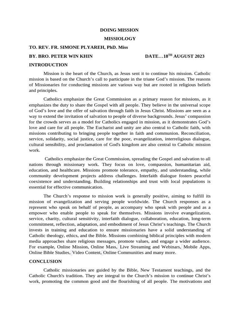 DOING MISSION | PDF | Christian Mission | Catholic Church