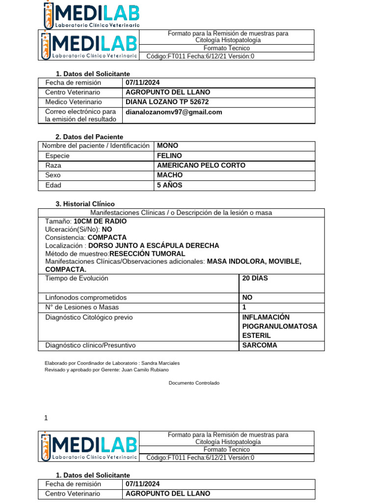 FT011 Formato para La Remisión de Muestras para Citología ...
