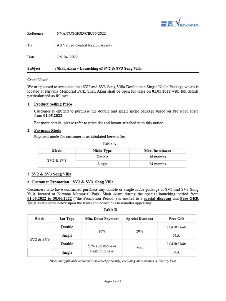 55-2022 SAMP - Launching of SV2 & SV3 Song Villa | PDF | Payments | Business