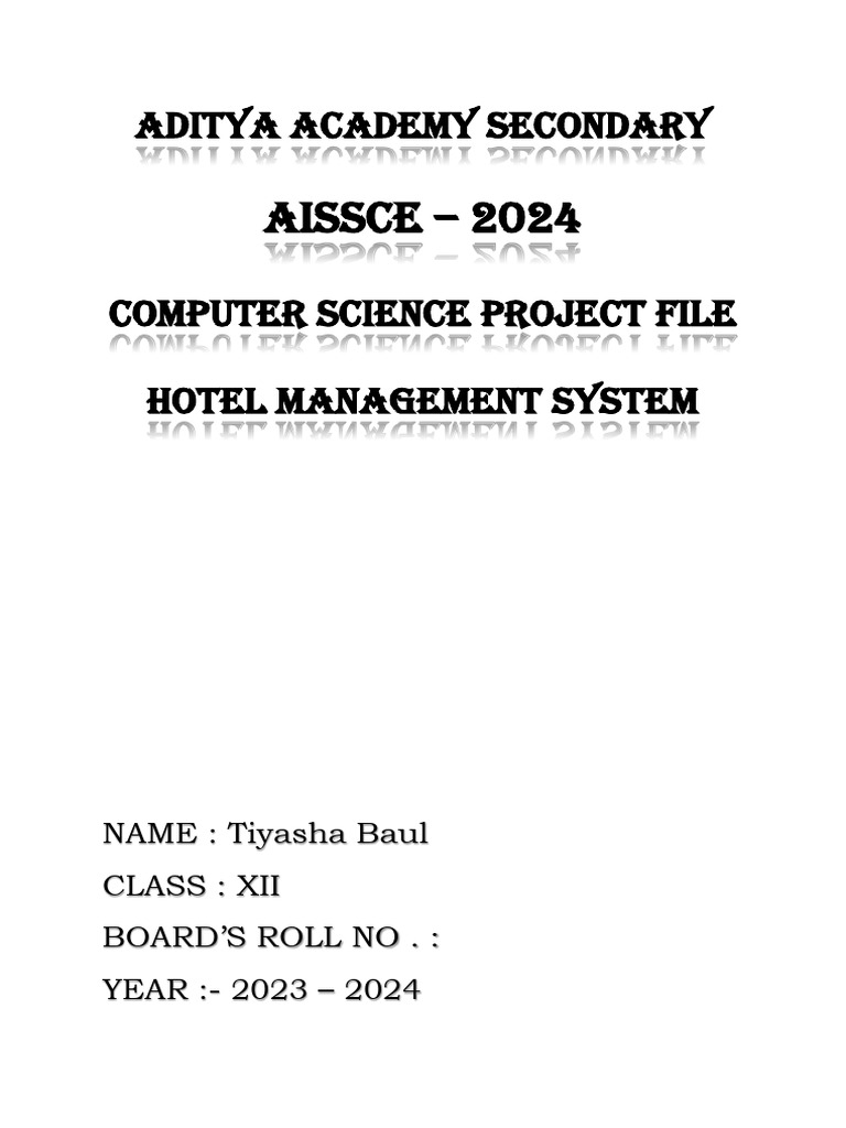 Computer Project Hotel Managment | PDF