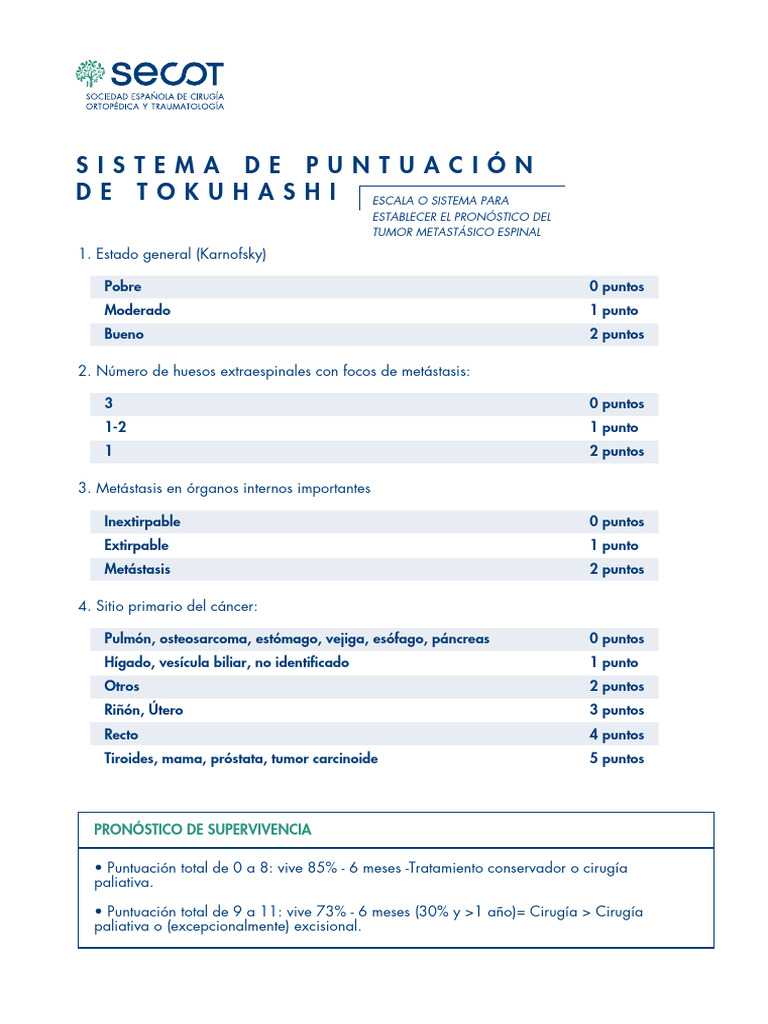 Sistema de Puntuación de Tokuhashi | PDF